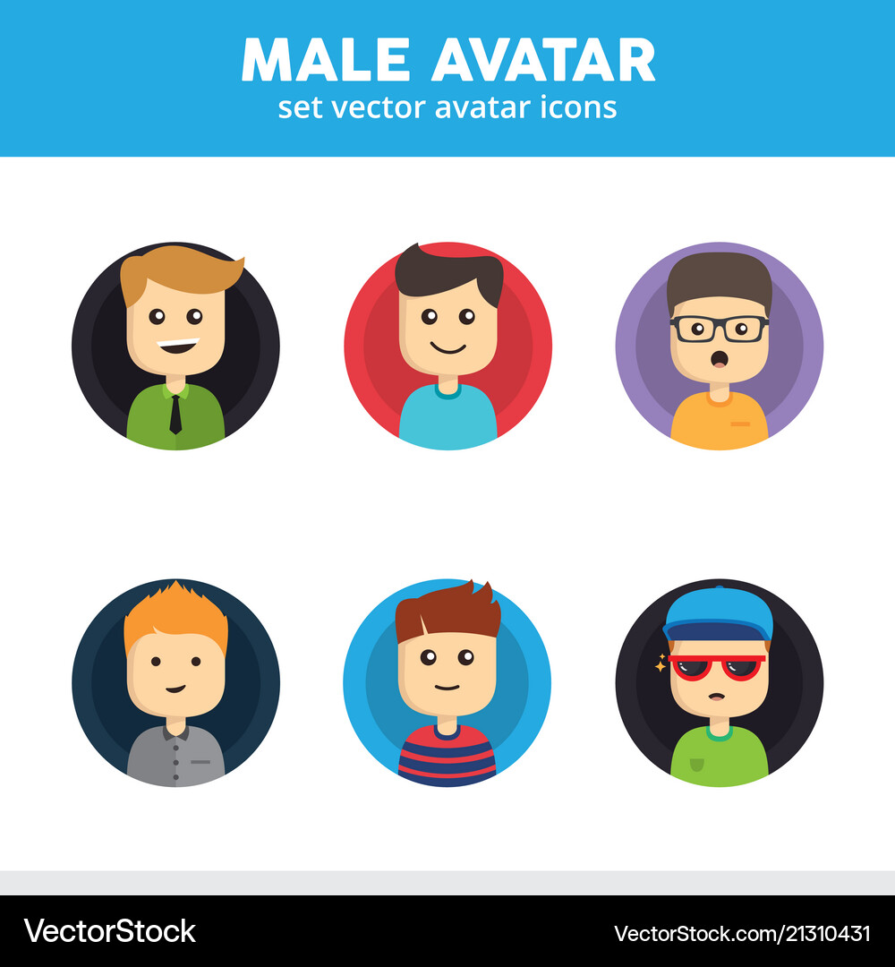 Set male avatar icons Royalty Free Vector Image