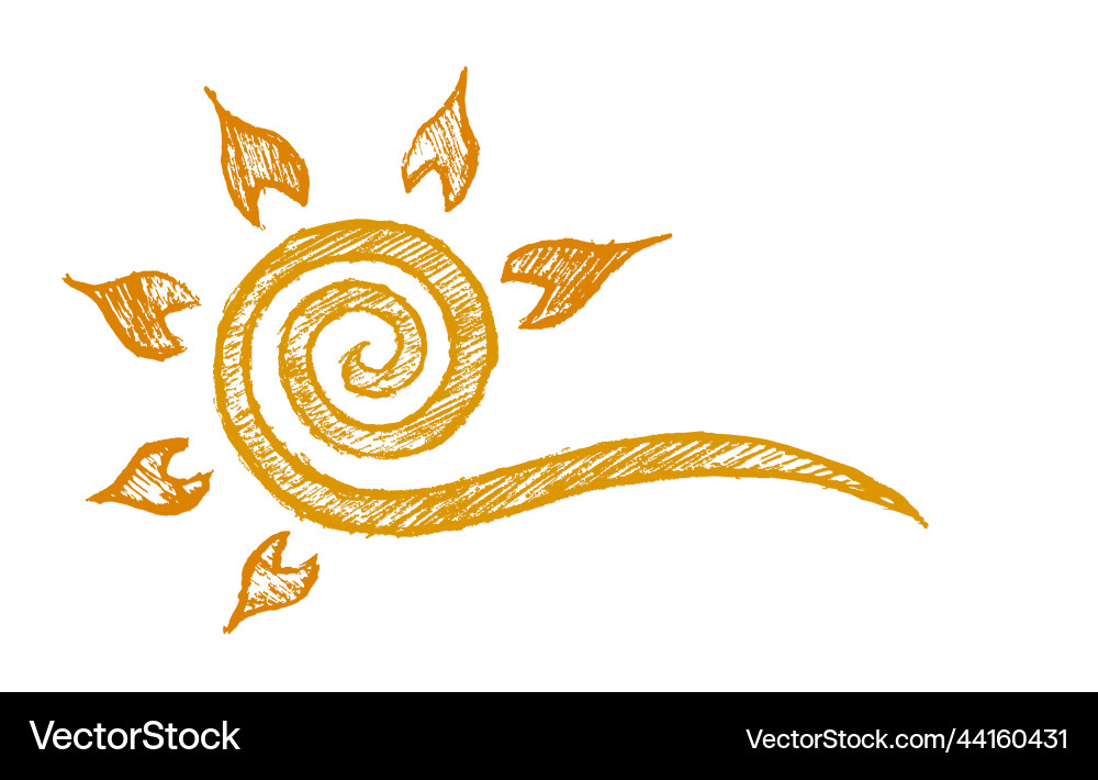 Sun symbol drawn in ink pen Royalty Free Vector Image