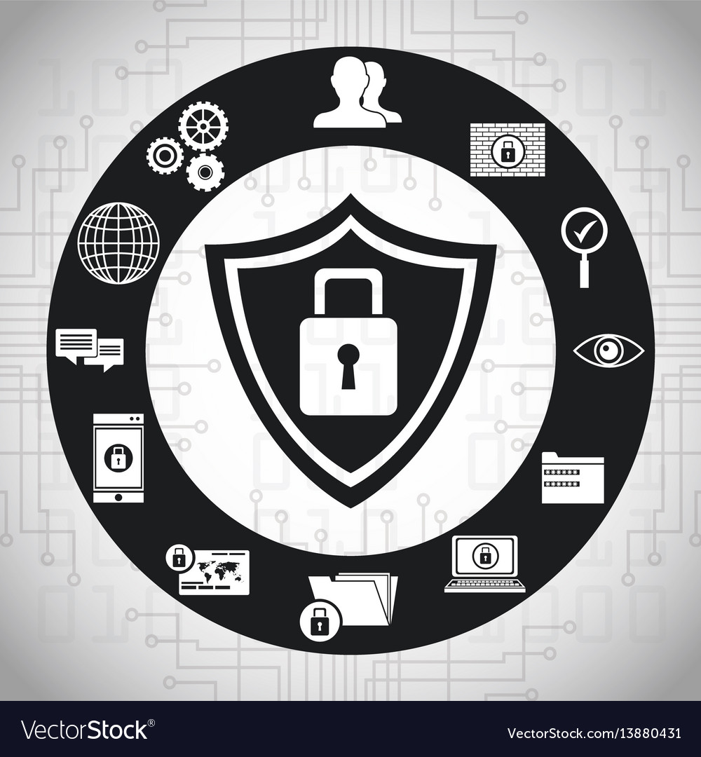 Technology shield protection network system Vector Image