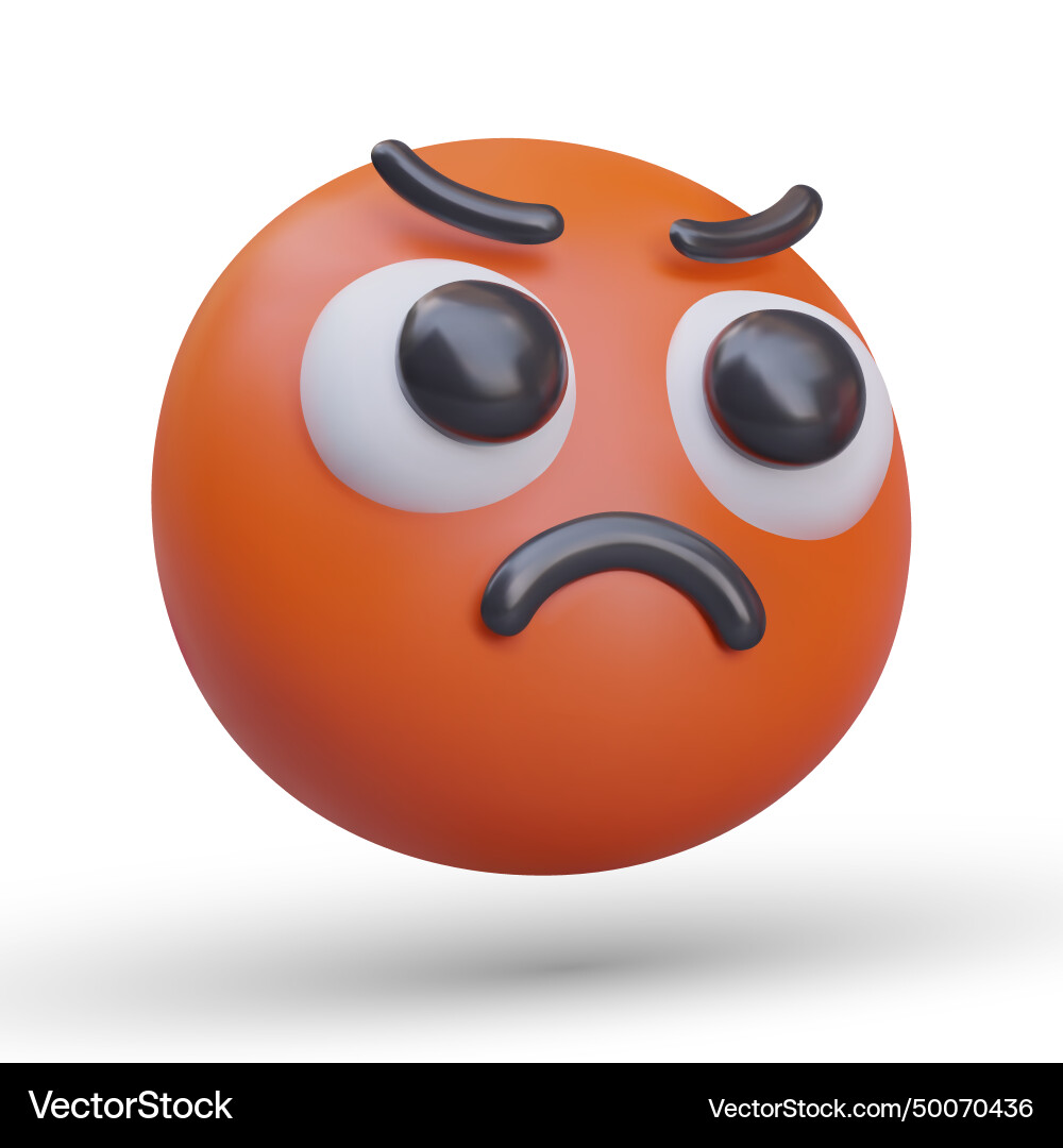 Angry emoticon with frowning eyebrows character Vector Image