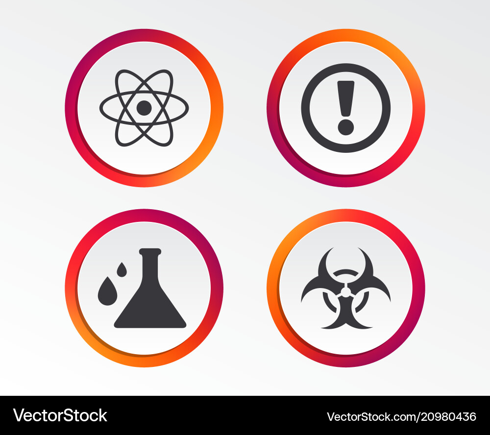 Attention biohazard icons chemistry flask Vector Image