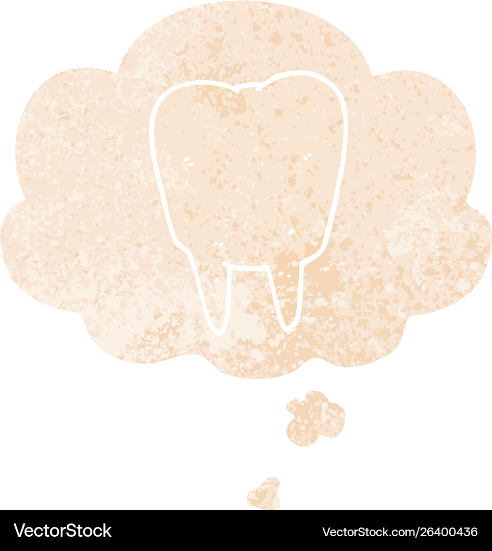 Cartoon tooth and thought bubble in retro Vector Image