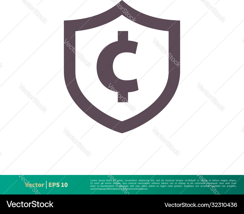 Cent money shield icon logo template design eps 10