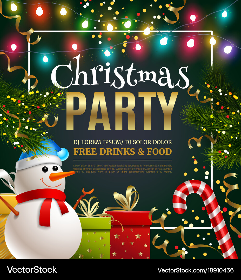 Christmas party festive poster Royalty Free Vector Image