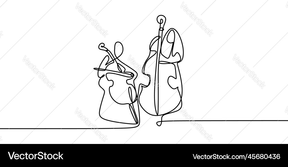 Continuous line drawing of two people playing Vector Image