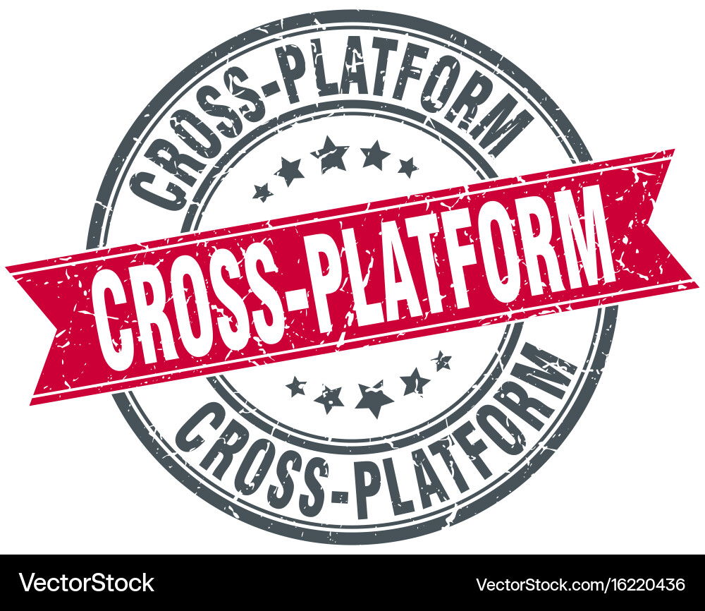 Cross-platform round grunge ribbon stamp Vector Image