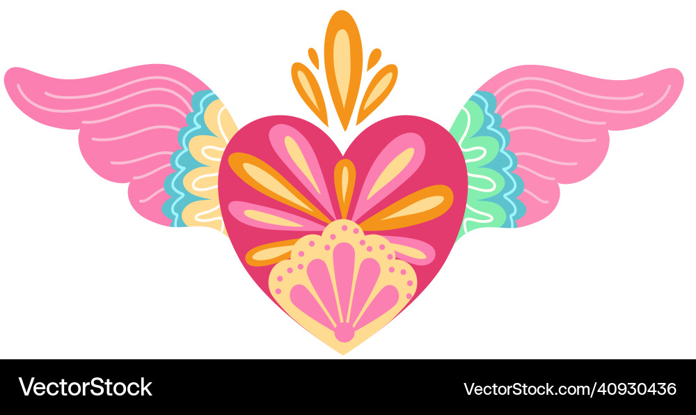 Decorative Hearts With Wings For Valentines Day Vector Image