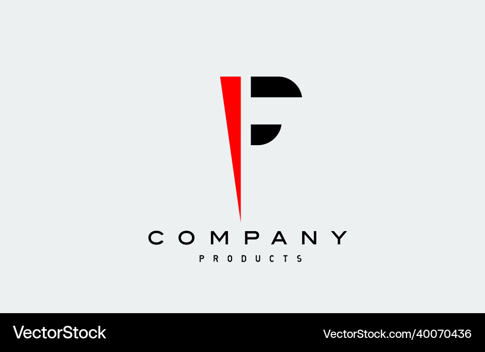 F red alphabet letter logo icon with black colour Vector Image