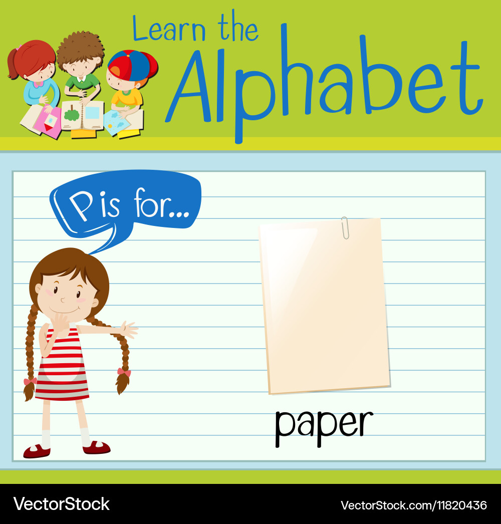 Flashcard alphabet p is for paper Royalty Free Vector Image