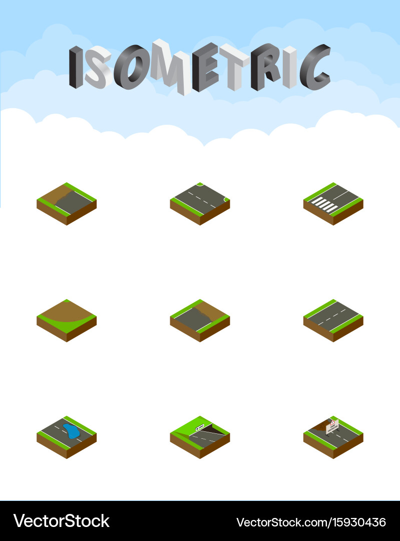 Isometric way set of underground rightward plash Vector Image