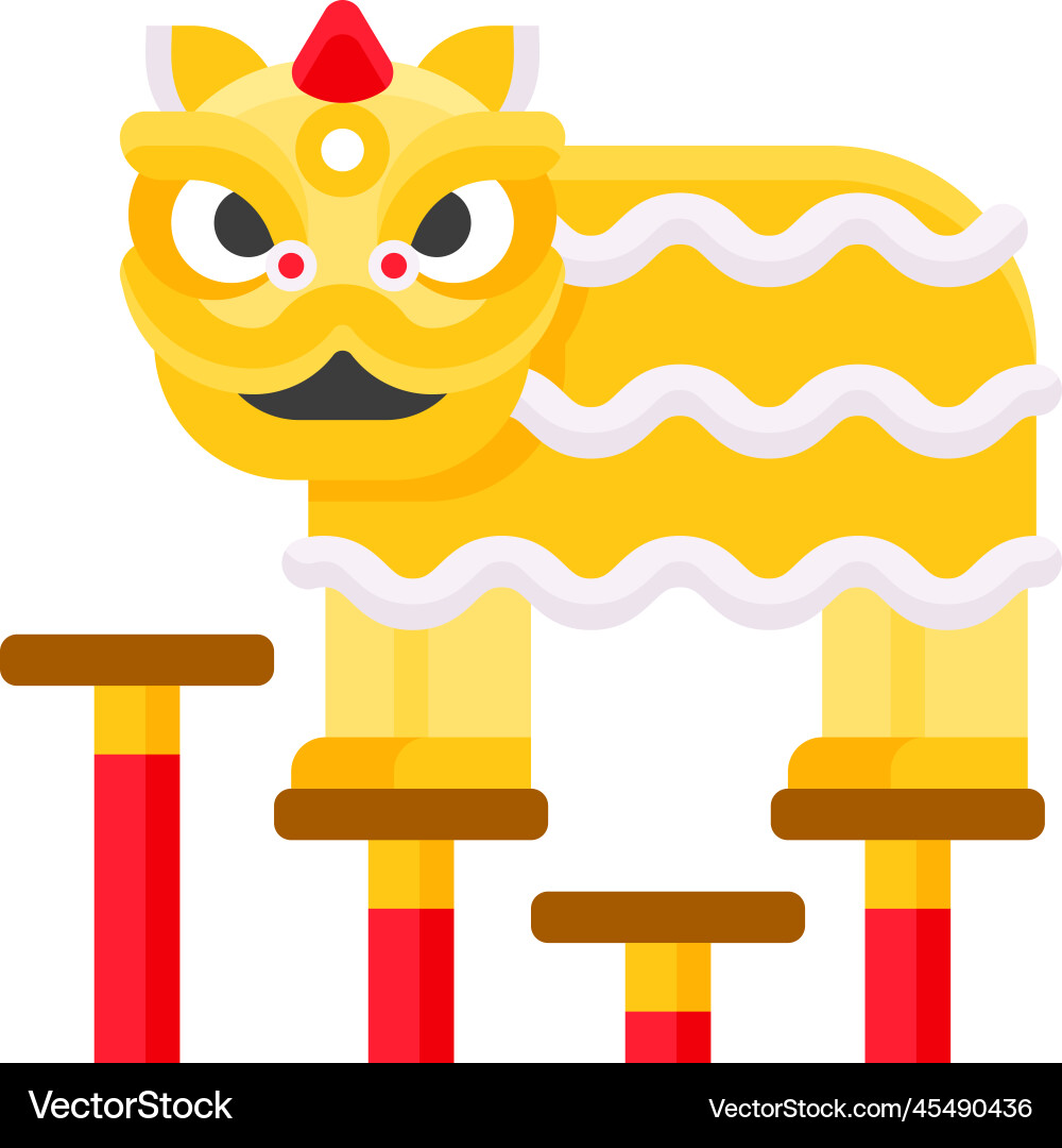 Lion dance dancing on poles icon dance Royalty Free Vector