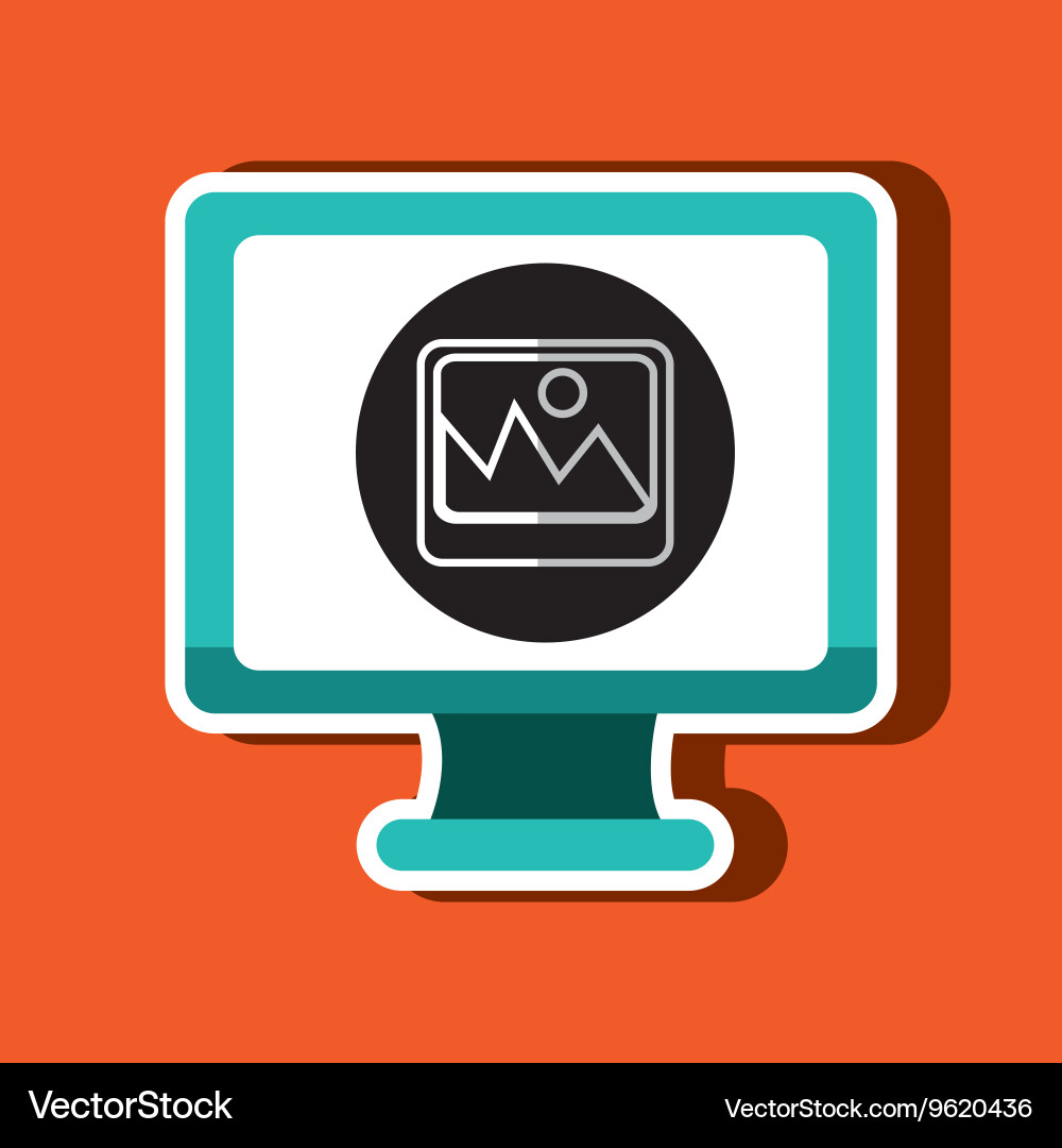 Monitor pc with social marketing isolated icon Vector Image
