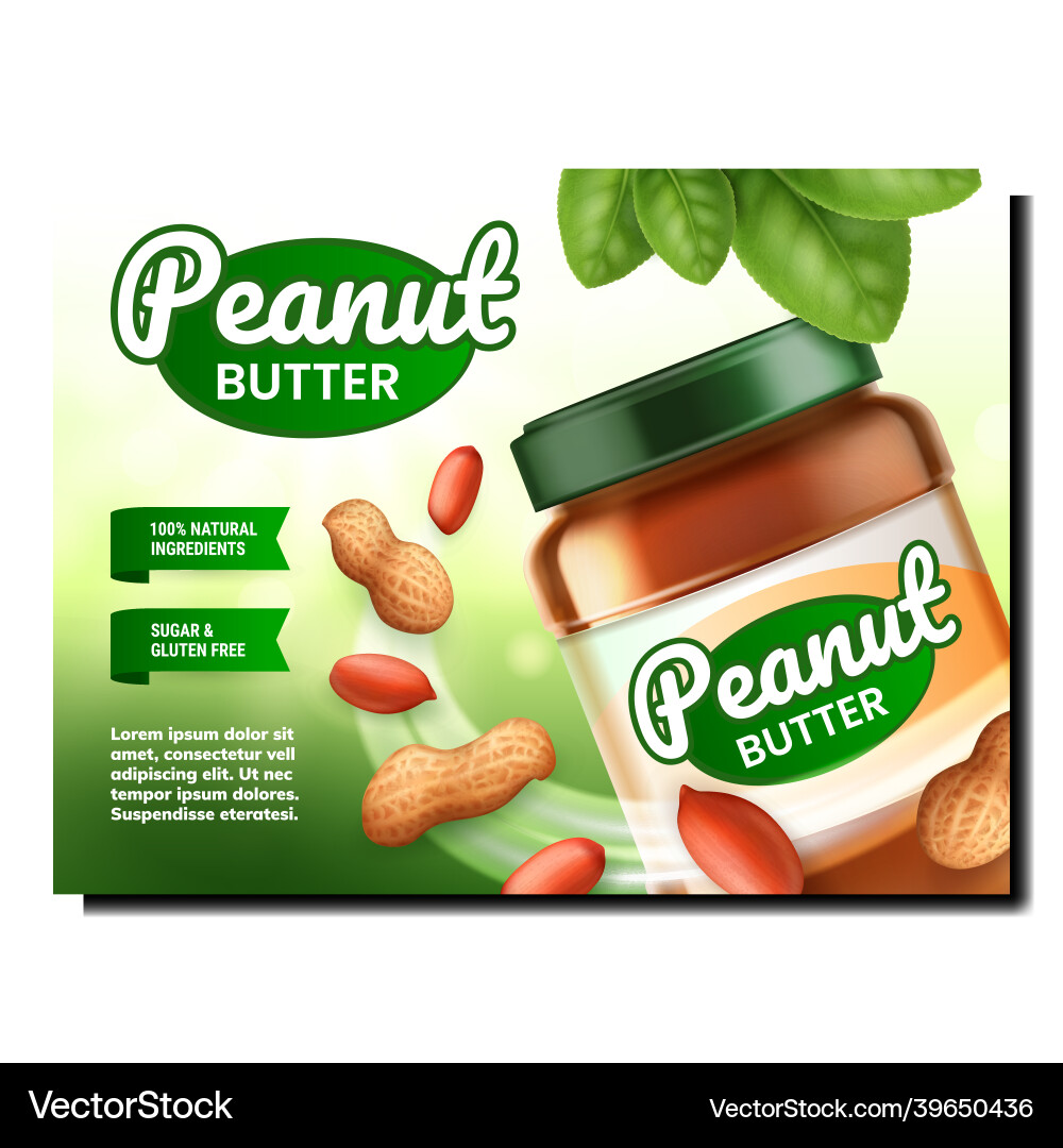 Peanut butter creative promotional banner Vector Image