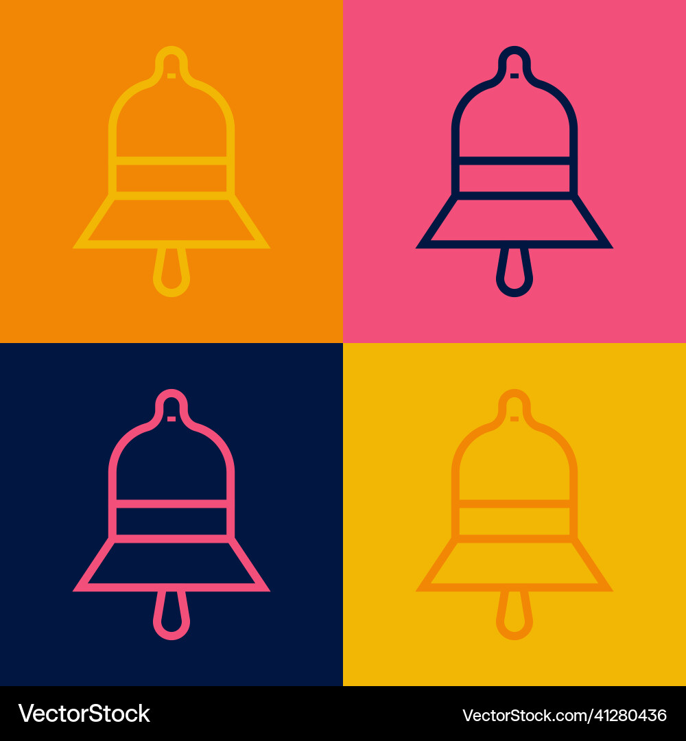 Pop art line train station bell icon isolated Vector Image