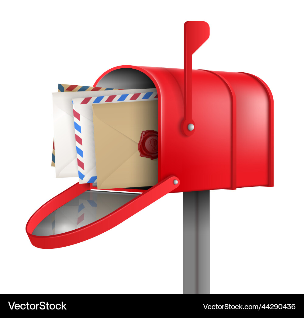Realistic mailbox composition Royalty Free Vector Image