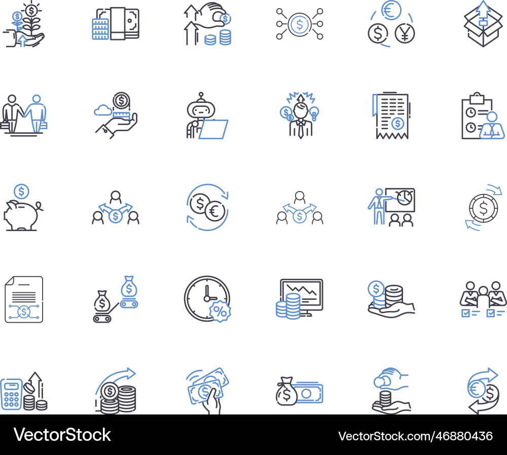 Receiving compensation line icons collection Vector Image