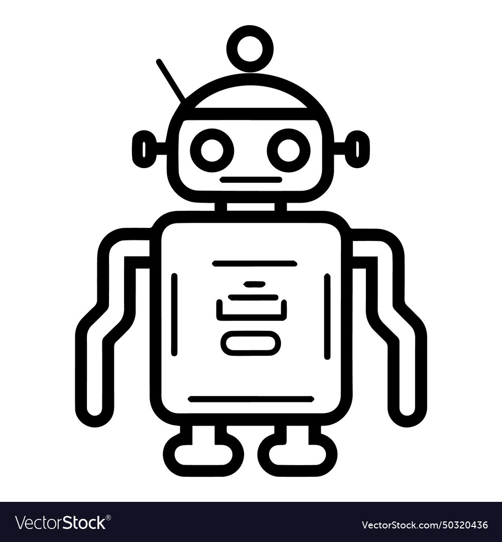 Robot flat icon isolated on white background Vector Image