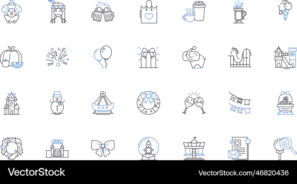 Saluting success line icons collection Royalty Free Vector