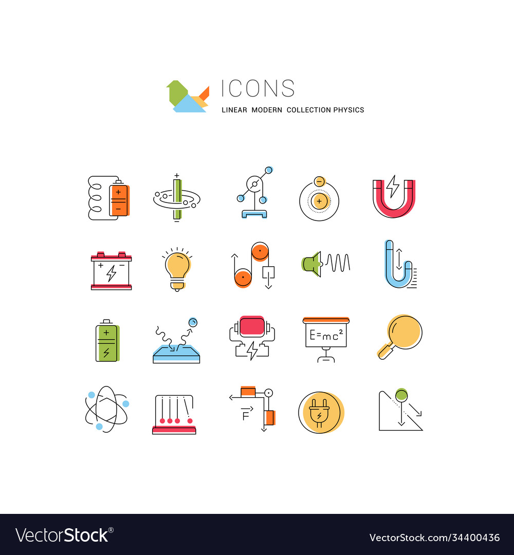 Set line icons physics Royalty Free Vector Image