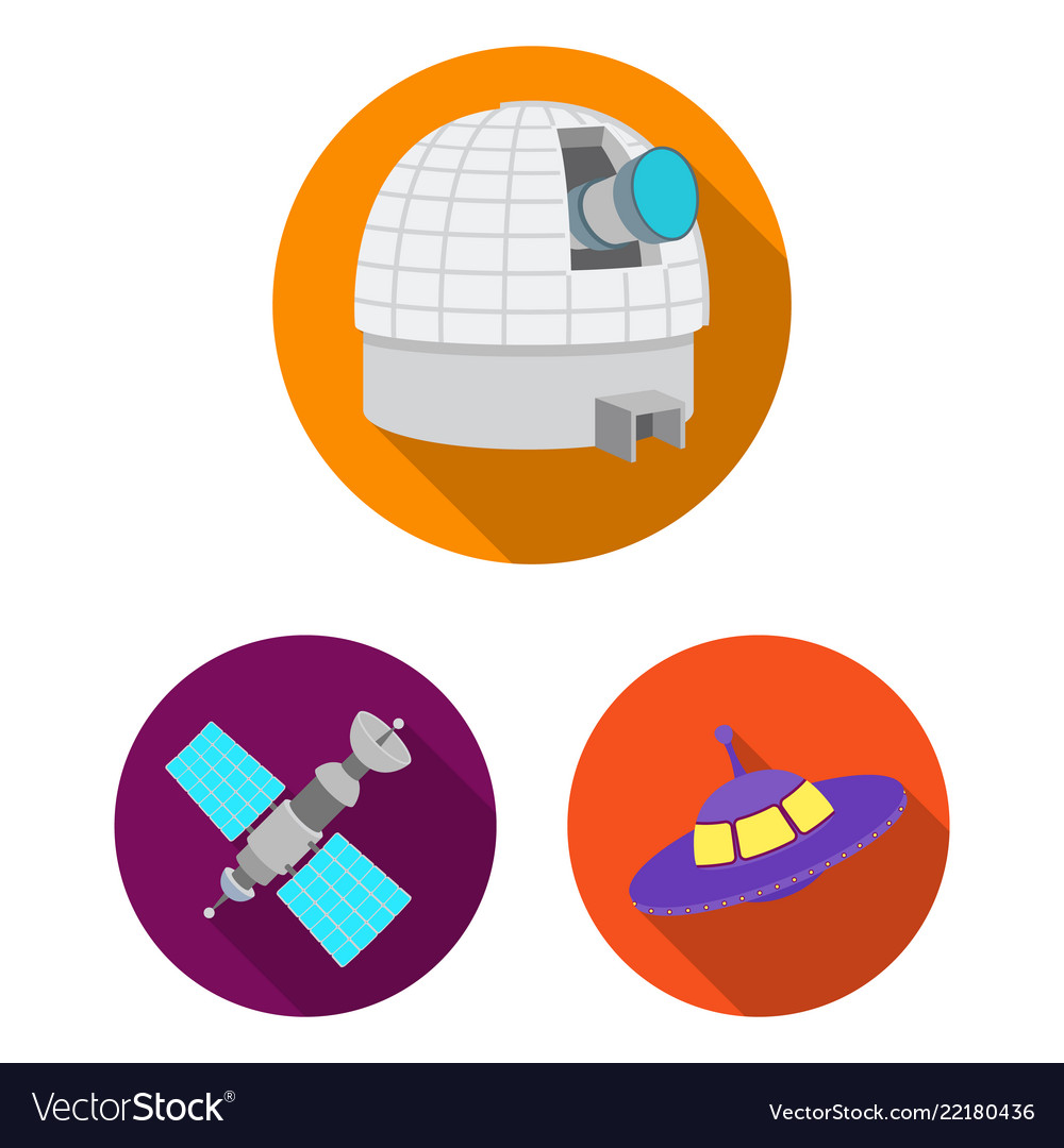 Space technology flat icons in set collection Vector Image