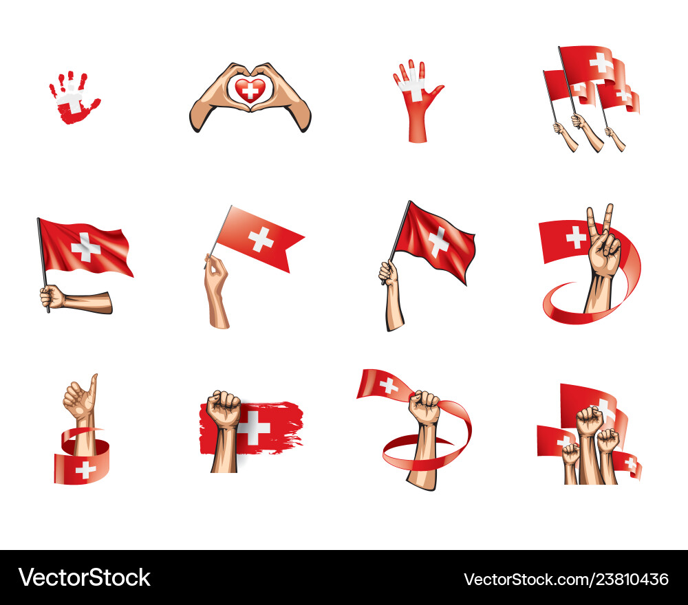 Switzerland and hand on white background Vector Image