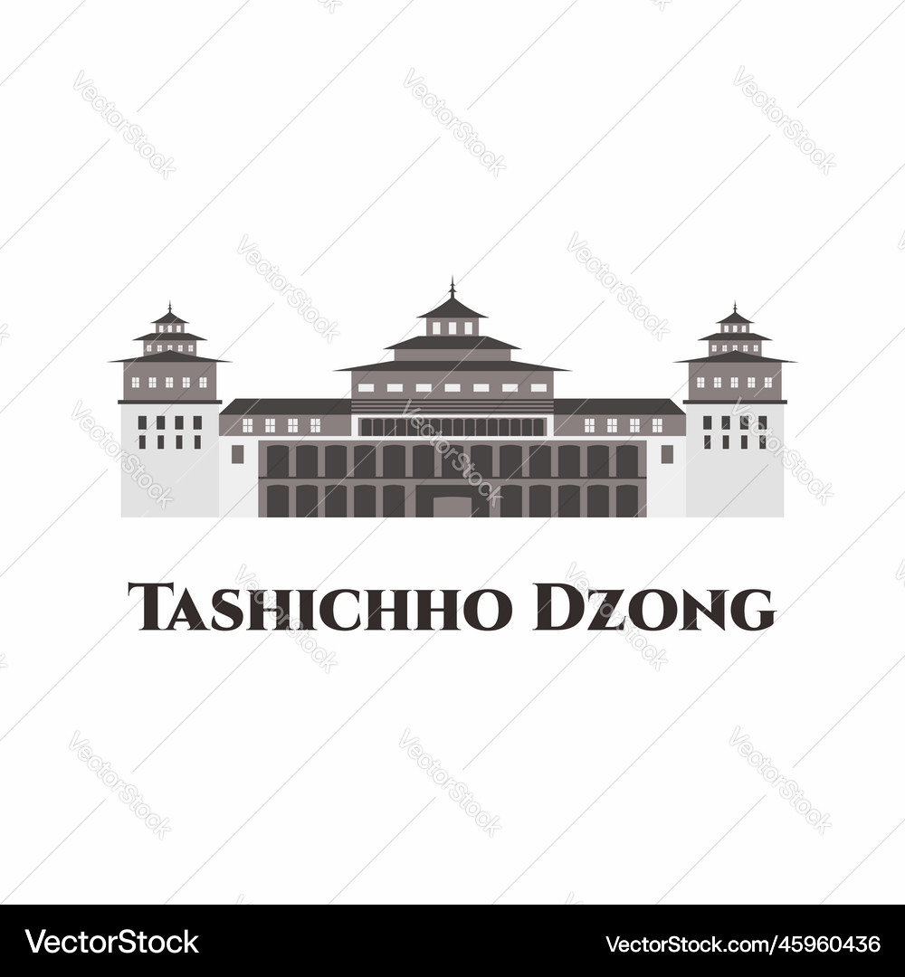 Tashichhoedzong in buthan a buddhist monastery Vector Image