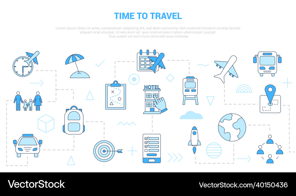 Time to travel concept with icon set template Vector Image