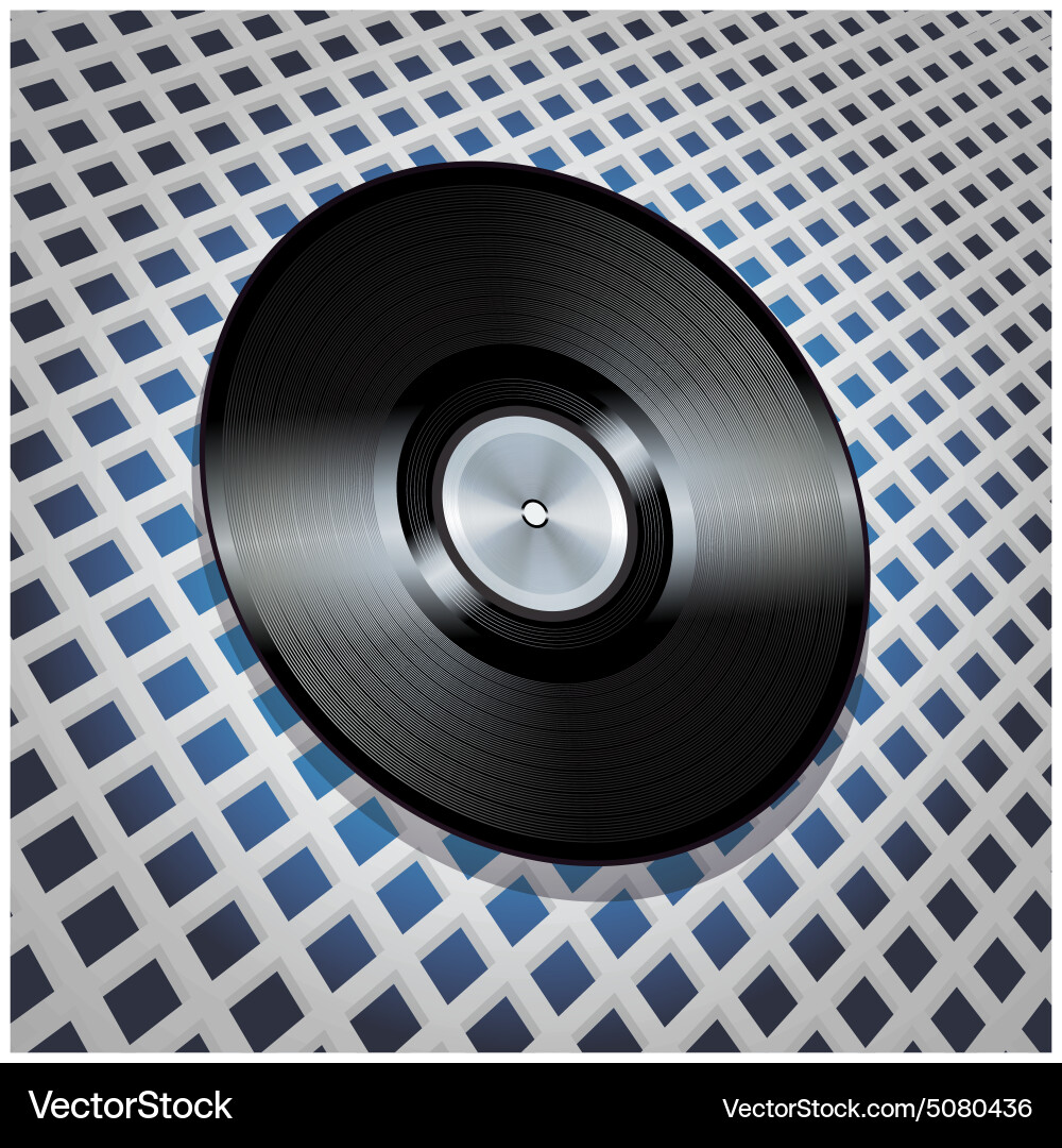 Vinyl record with metallic centre on lattice Vector Image