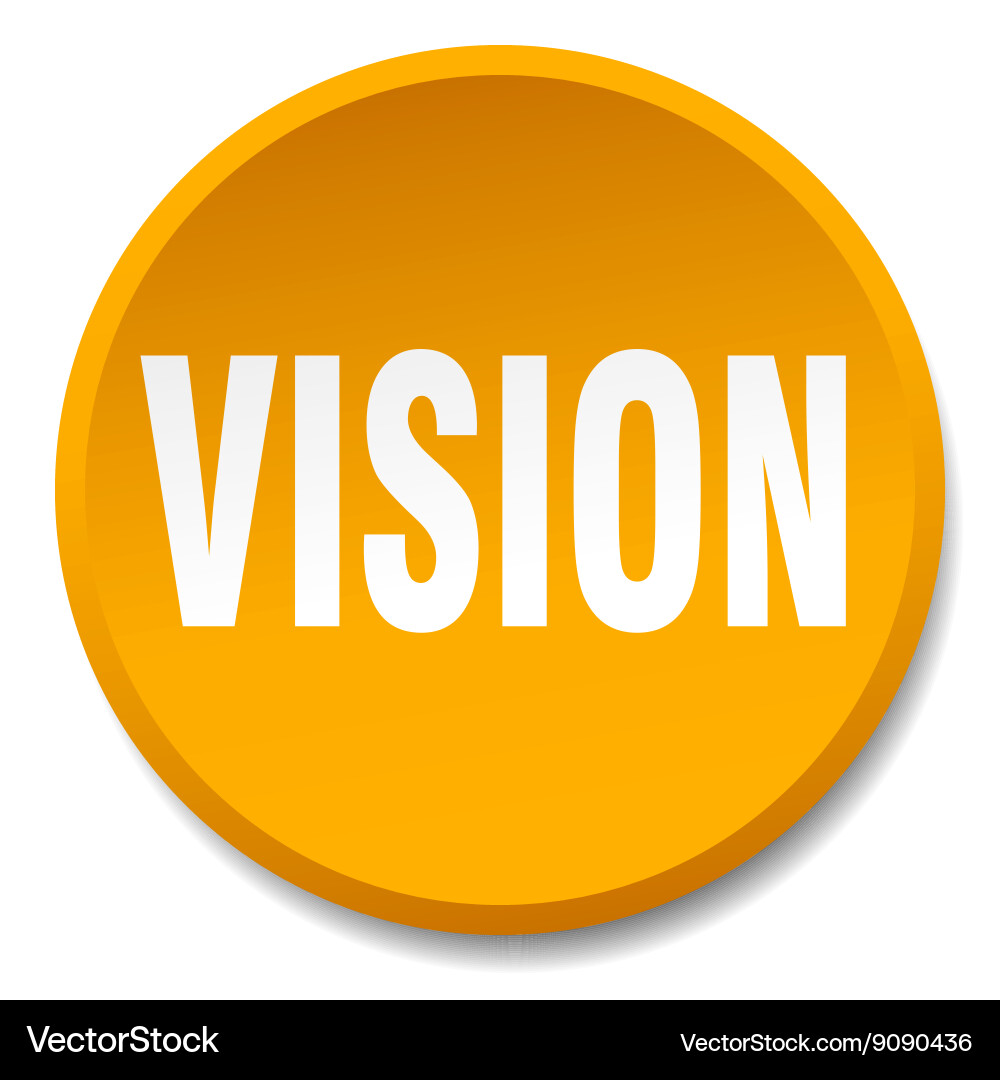 Vision orange round flat isolated push button Vector Image