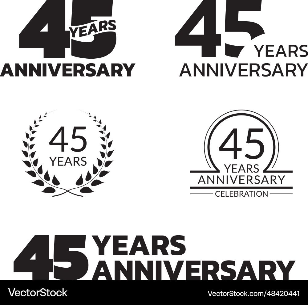 45 years anniversary icon or logo set 45th Vector Image