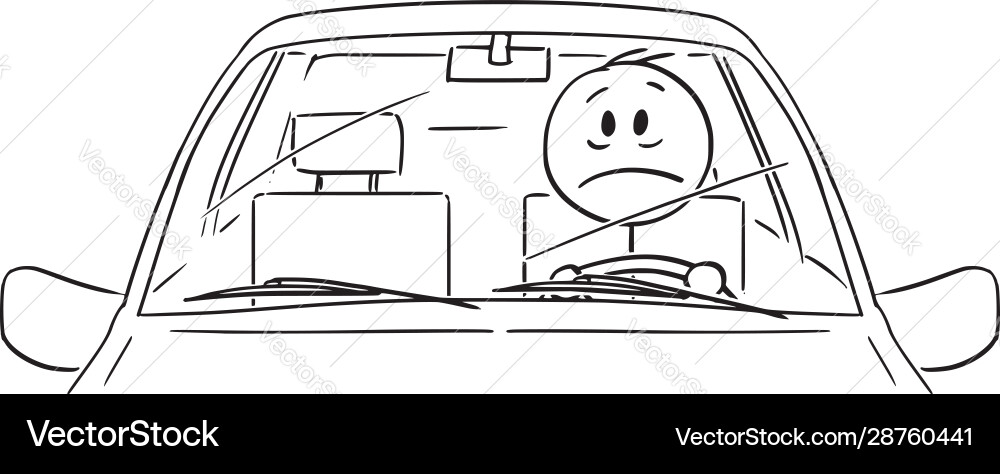 Cartoon unhappy or stressed man or driver Vector Image
