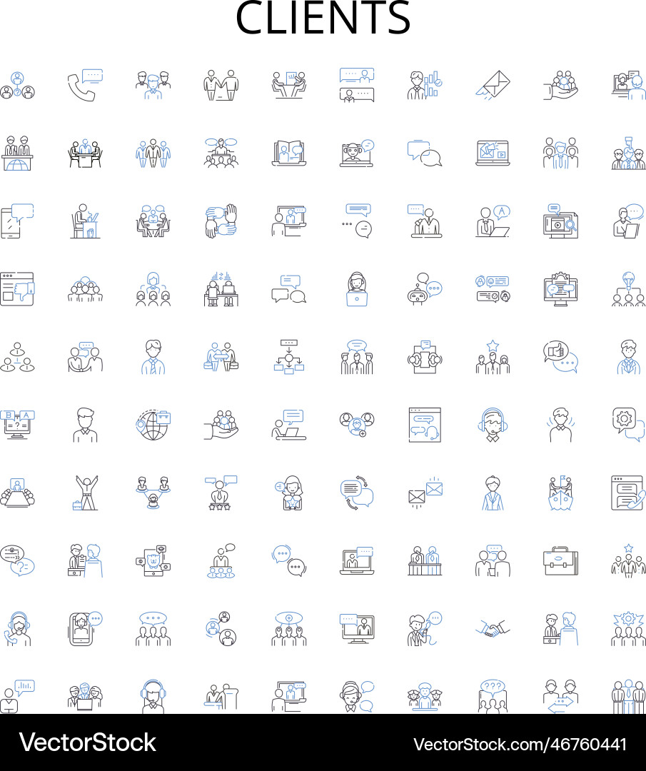 Clients outline icons collection customers Vector Image