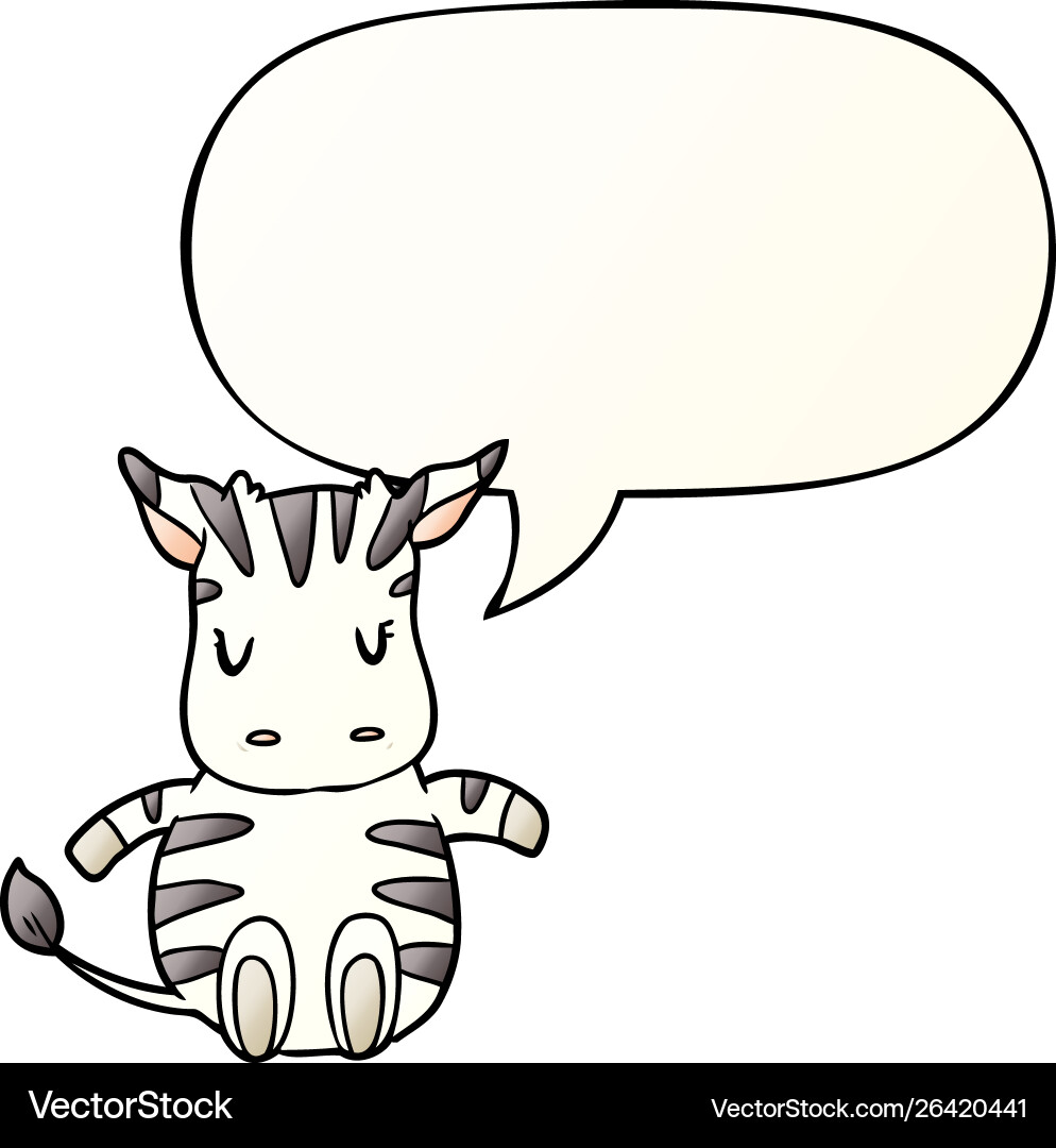 Cute cartoon zebra and speech bubble in smooth Vector Image