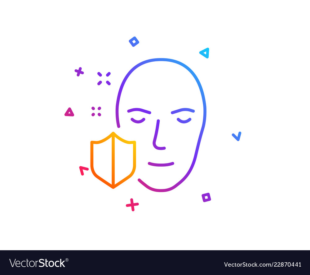 Face Detection Protected Line Icon Secure Access Vector Image