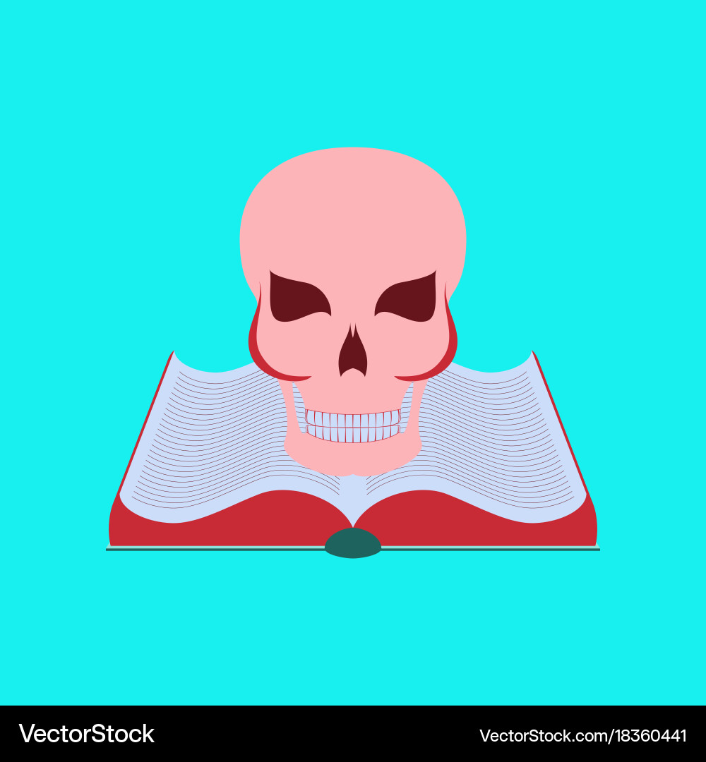 Flat on background of book skull Royalty Free Vector Image