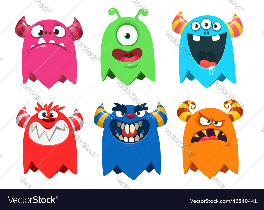 Funny Cartoon Monsters Set Of Cartoon Scary Vector Image