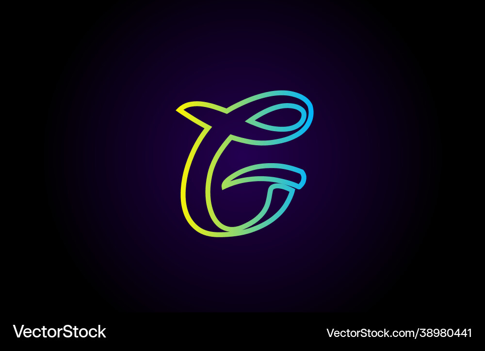 G green yellow creative handwritten alphabet Vector Image