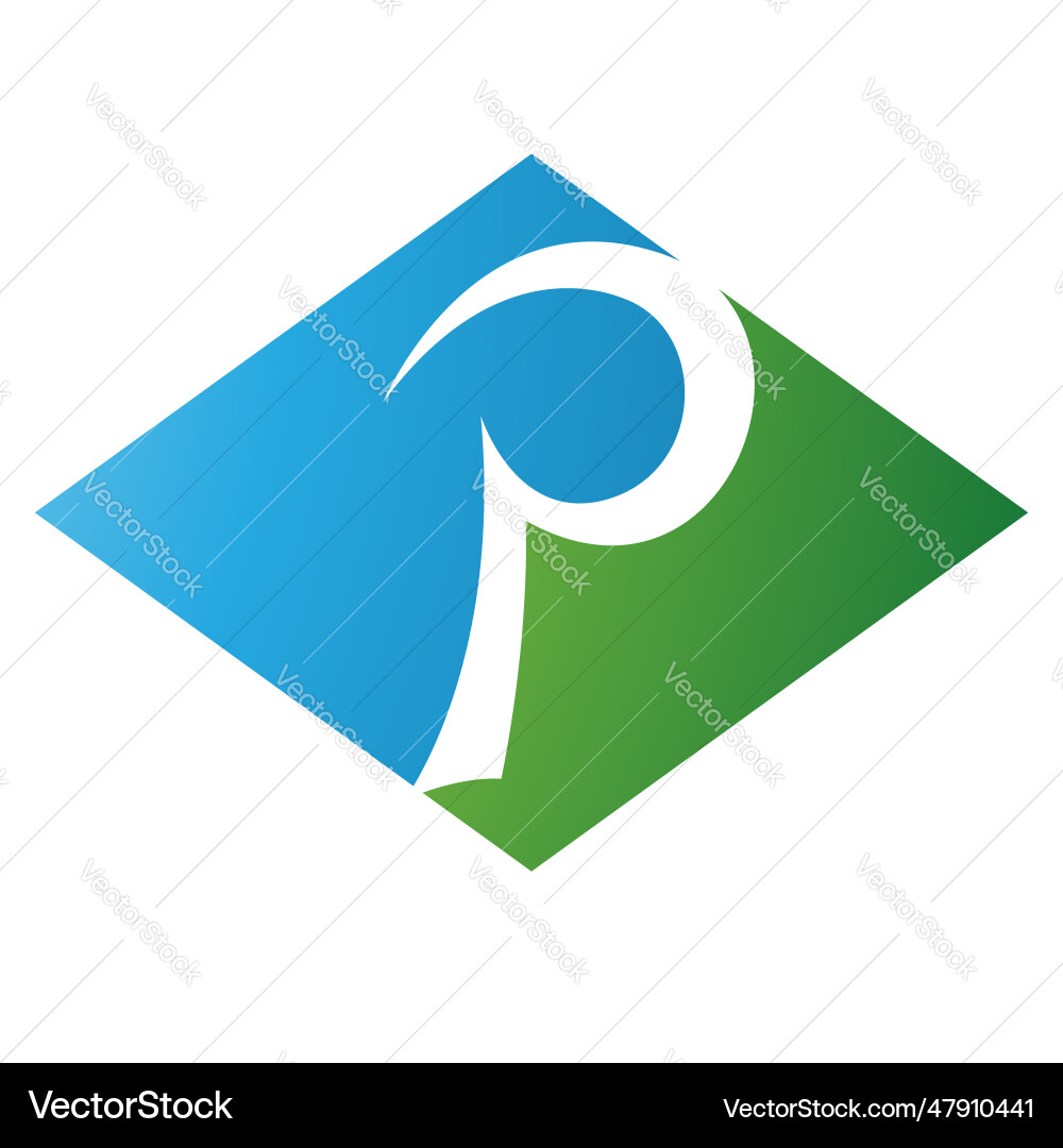 Green and blue horizontal diamond letter p icon Vector Image