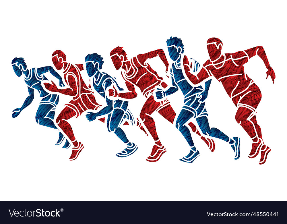 Group of runner action start running men run Vector Image