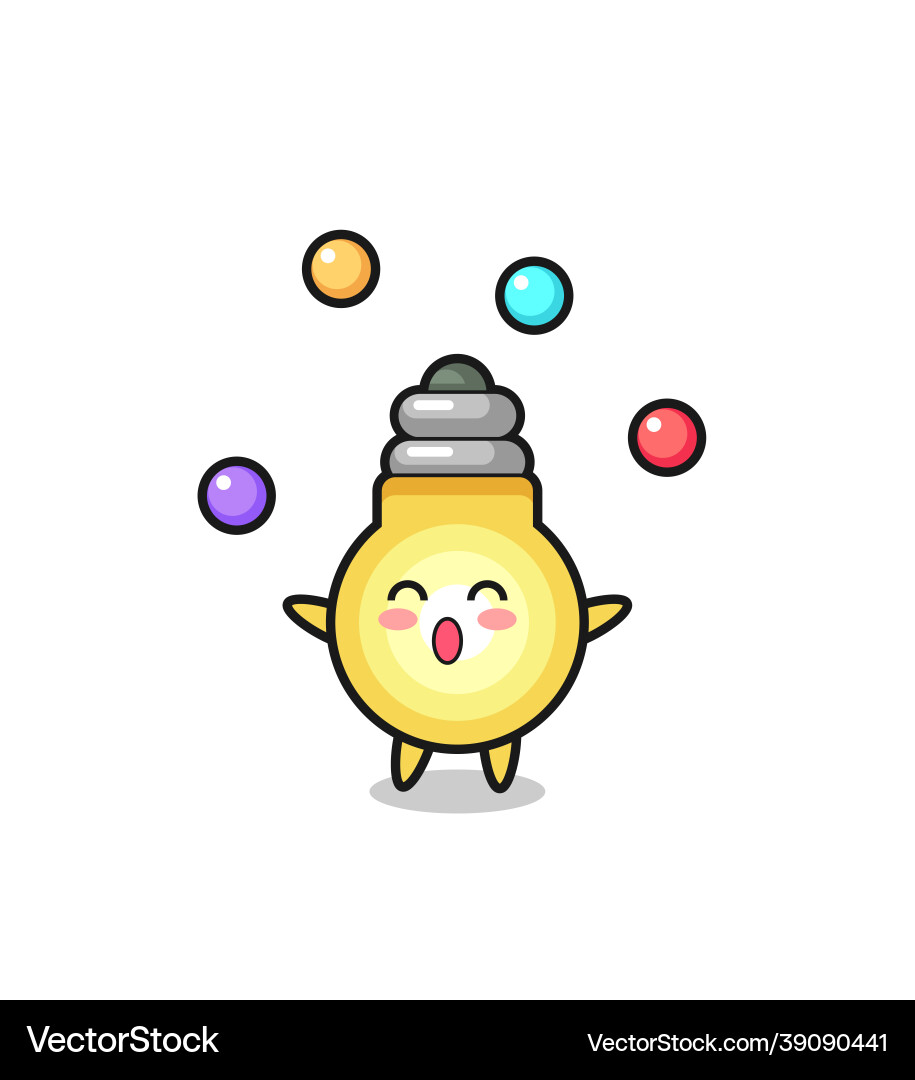 Light bulb circus cartoon juggling a ball Vector Image