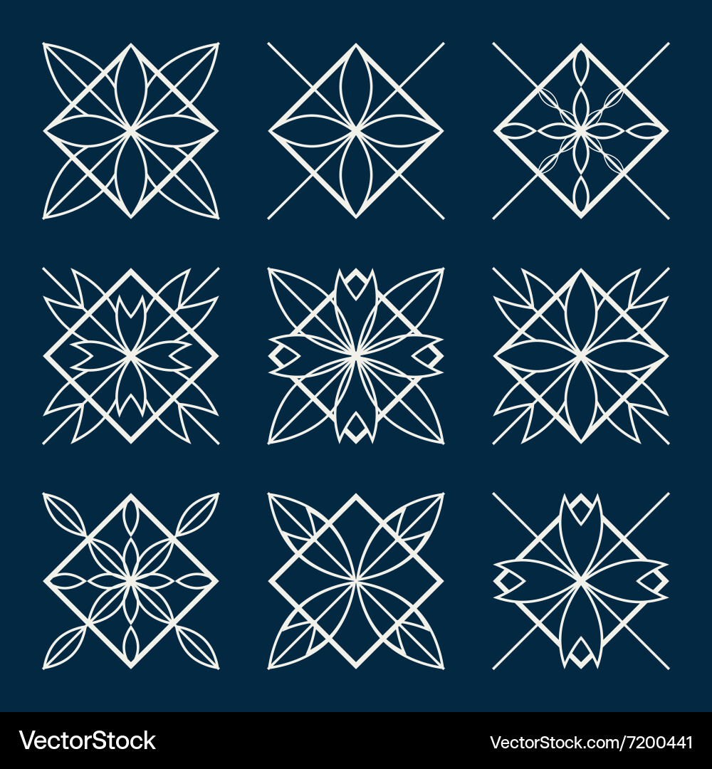 Lineart ornamental geometric symbols Royalty Free Vector