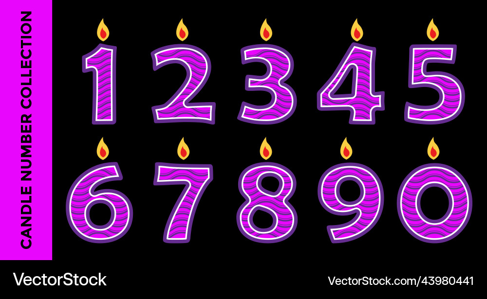 Number candle birthday collection Royalty Free Vector Image