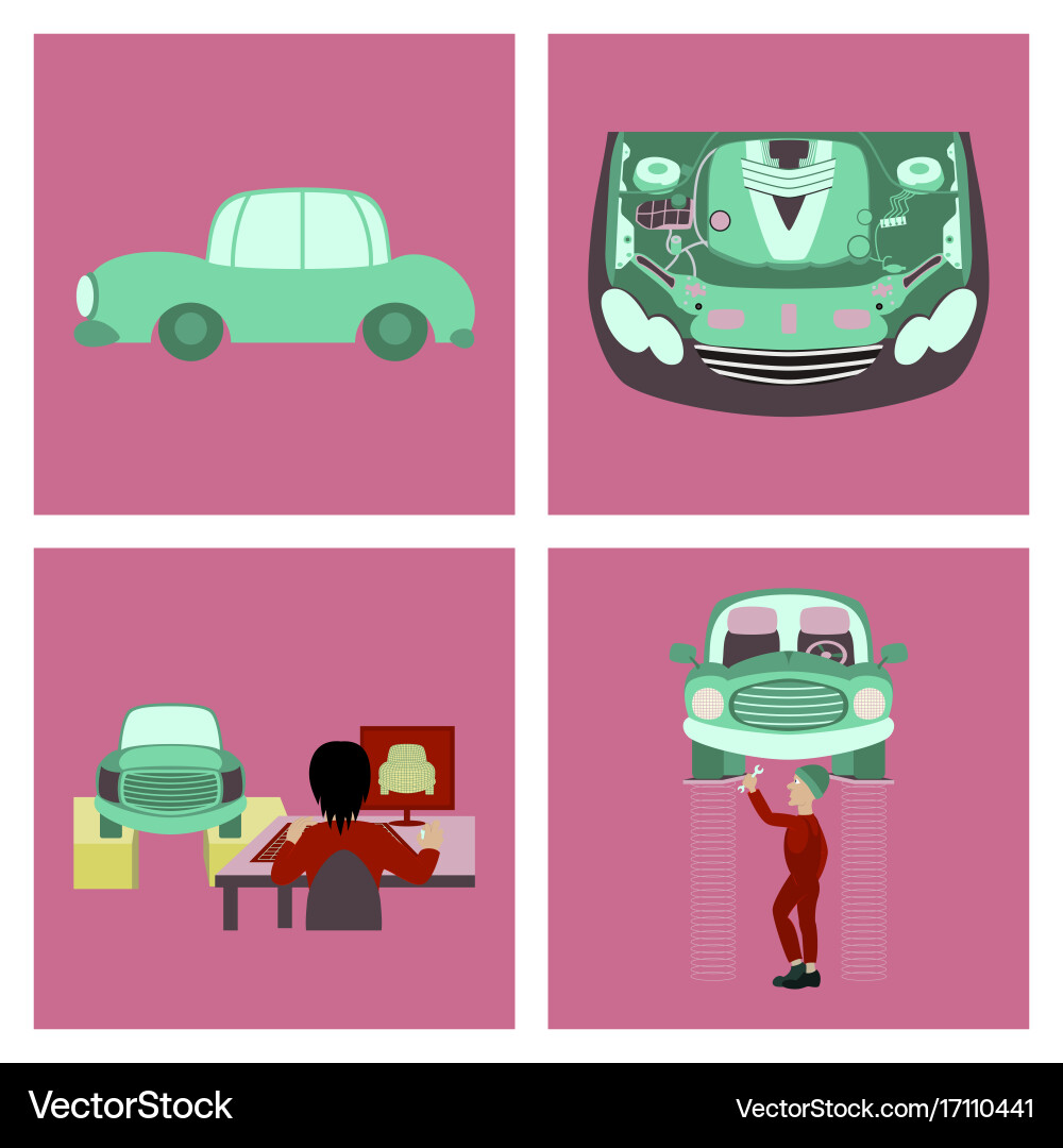 Set mechanical services of car Royalty Free Vector Image