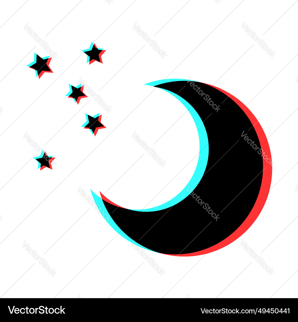 Simple of moon icon with 3d effect and blue Vector Image