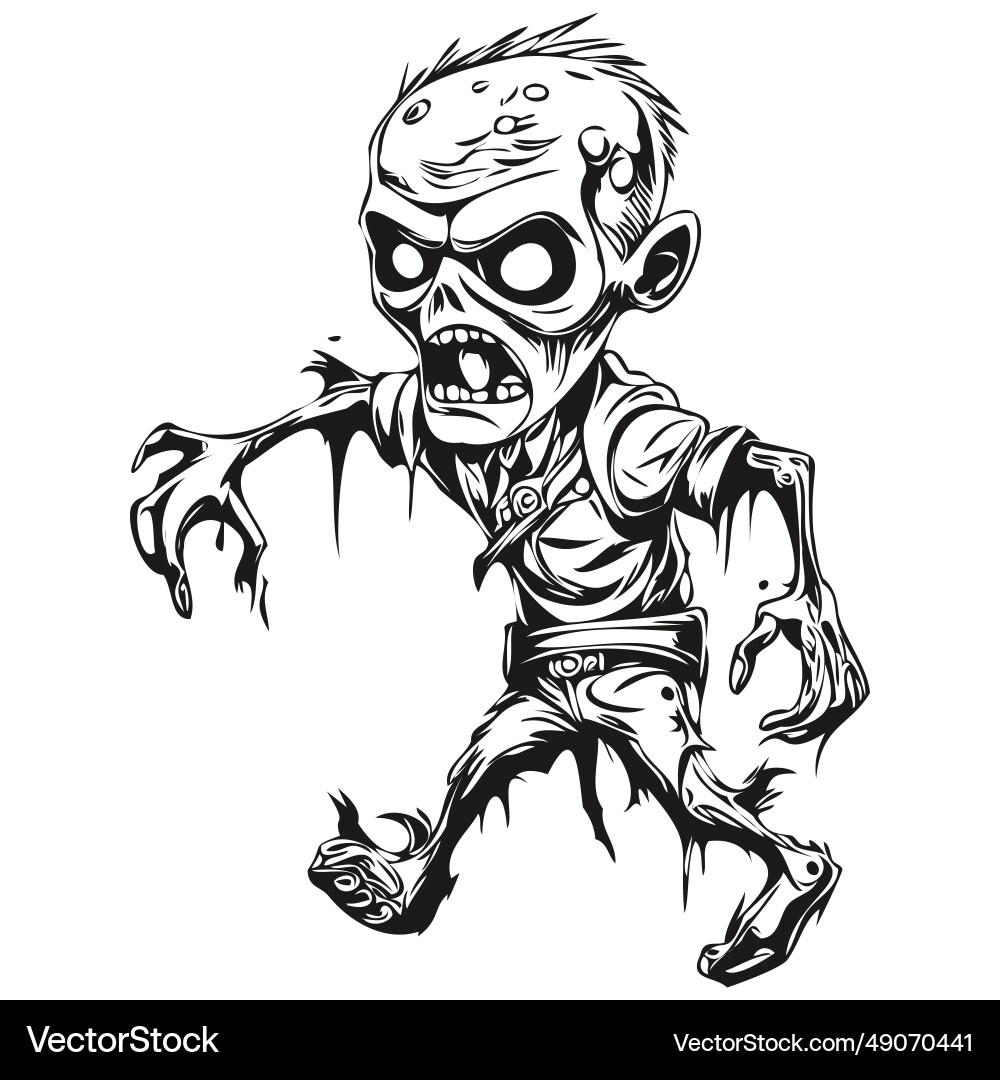 Spooky halloween undead in monochrome Royalty Free Vector