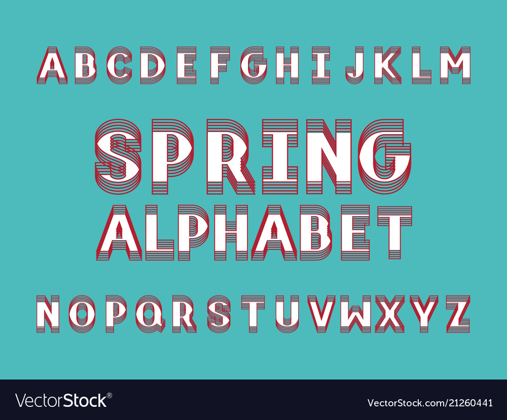 Spring bold font alphabet Royalty Free Vector Image