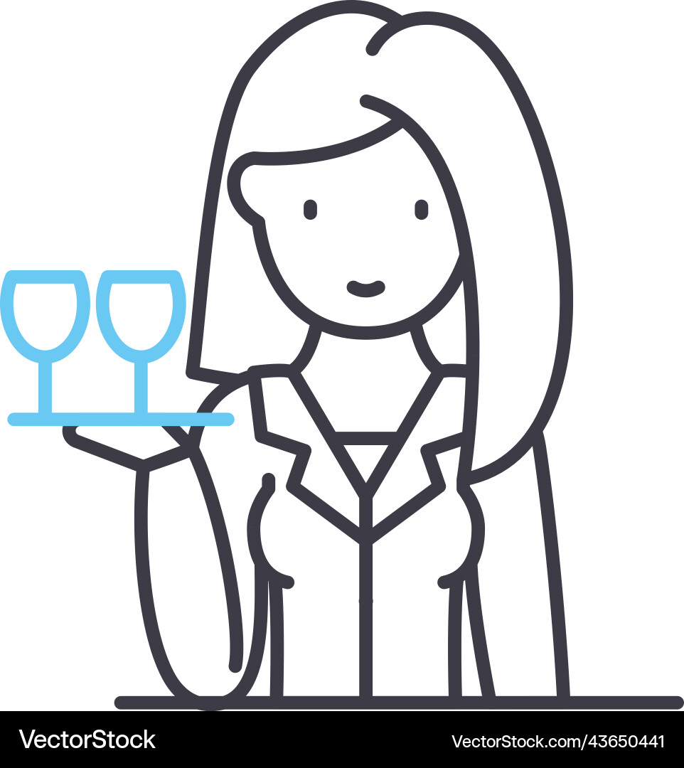 Waitress line icon outline symbol Royalty Free Vector Image