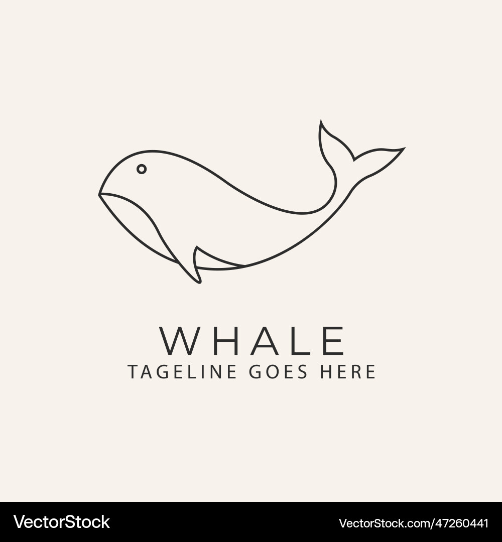 Whale line art design logo Royalty Free Vector Image