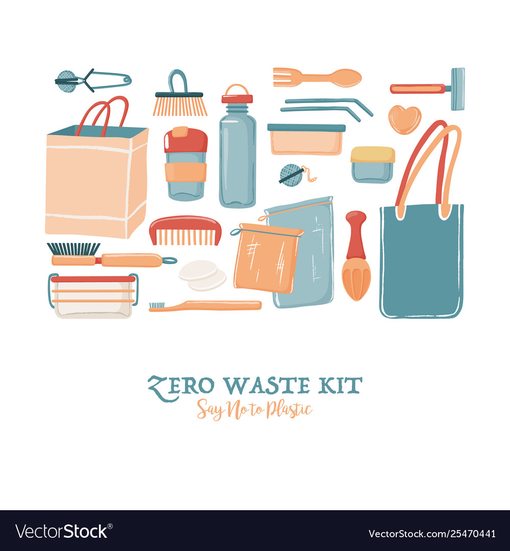 Zero waste objects for men in square shape Vector Image