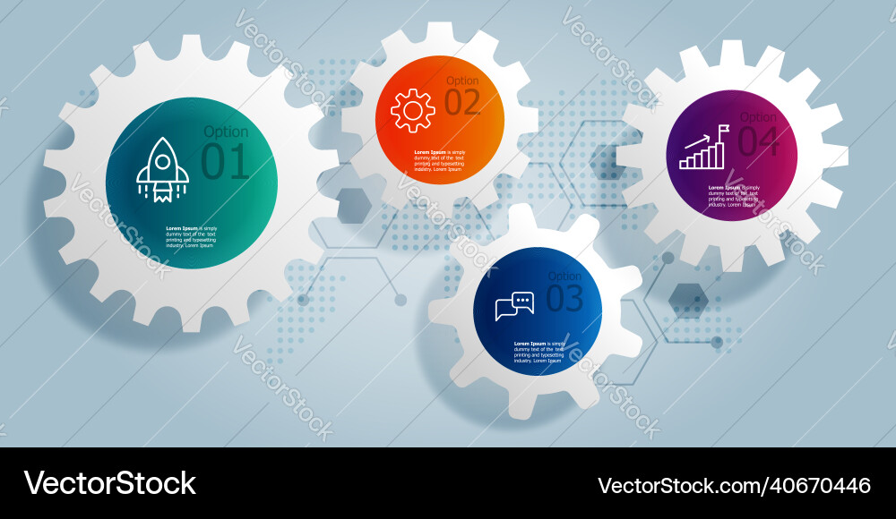Abstract horizontal cog gear wheel infographics Vector Image